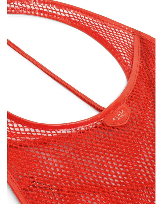 Alaïa Logo-Patch Fishnet Tote Bag in Red | Lyst