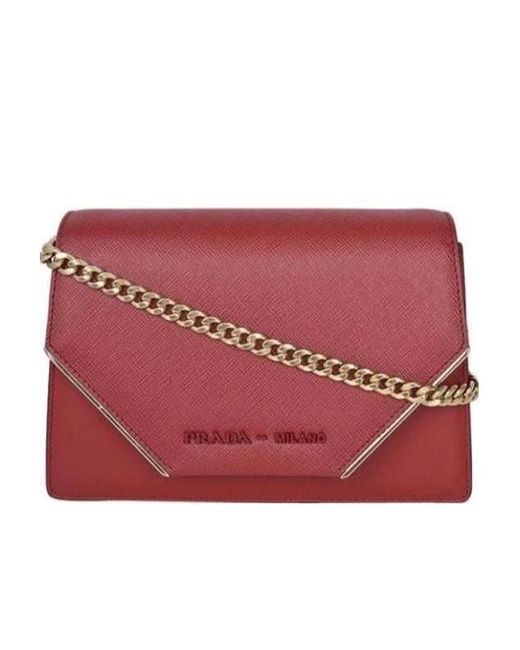 Prada Flip Logo Shoulder Bag in Red | Lyst
