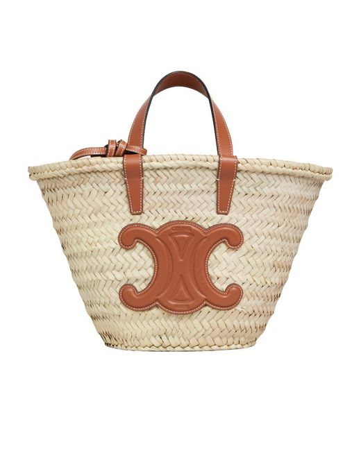 Celine Ten Logo Shoulder Bag in Natural | Lyst