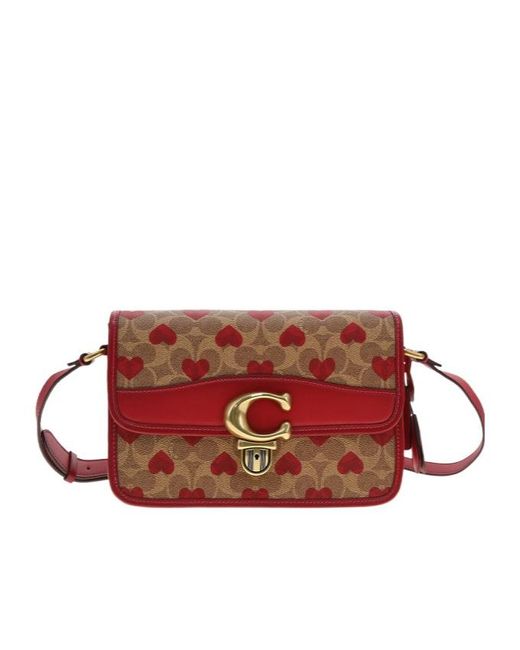 COACH Logo Flip Shoulder Bag in Red | Lyst