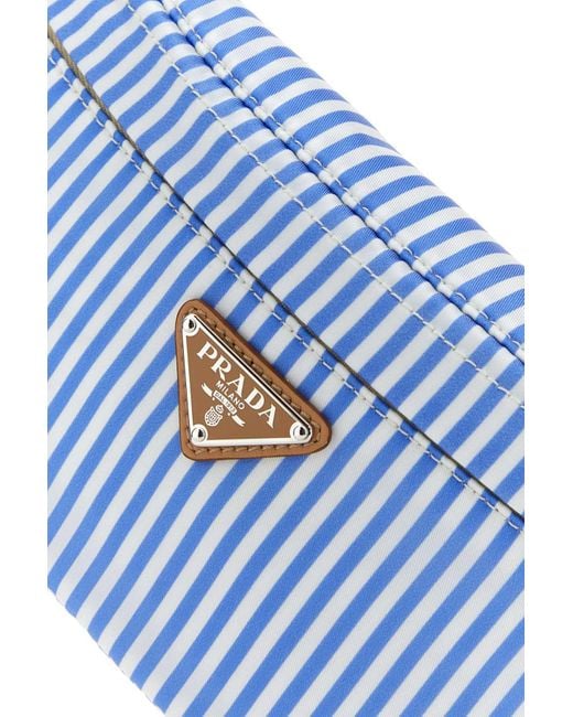Prada Logo Patch Striped Waist Bag in Blue for Men | Lyst