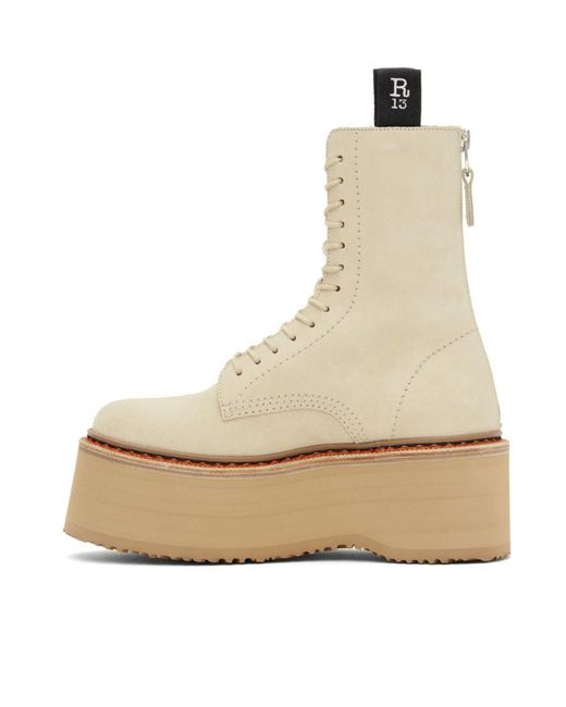 R13 Logo And Ankle Boots in Natural | Lyst