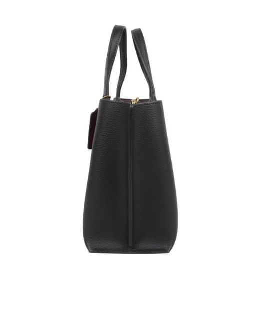 COACH Tag-Detail Leather Tote Bag in Black | Lyst