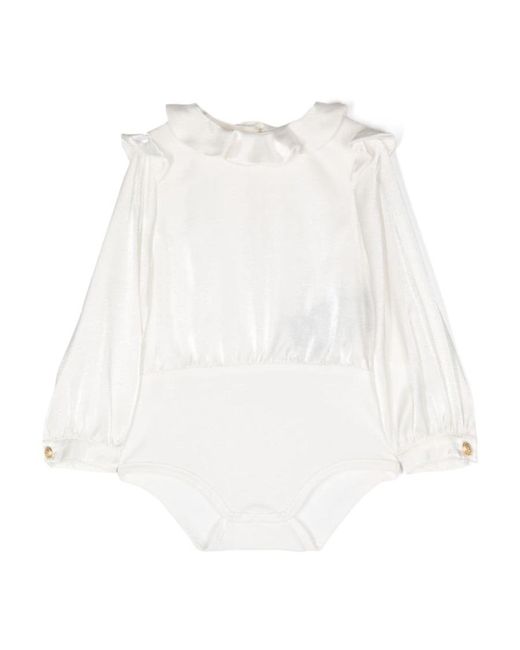 Balmain Frilled-Neck Ruffled-Detail Body in White | Lyst