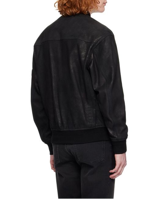 BOSS Treated Suede Bomber Jacket in Black for Men | Lyst