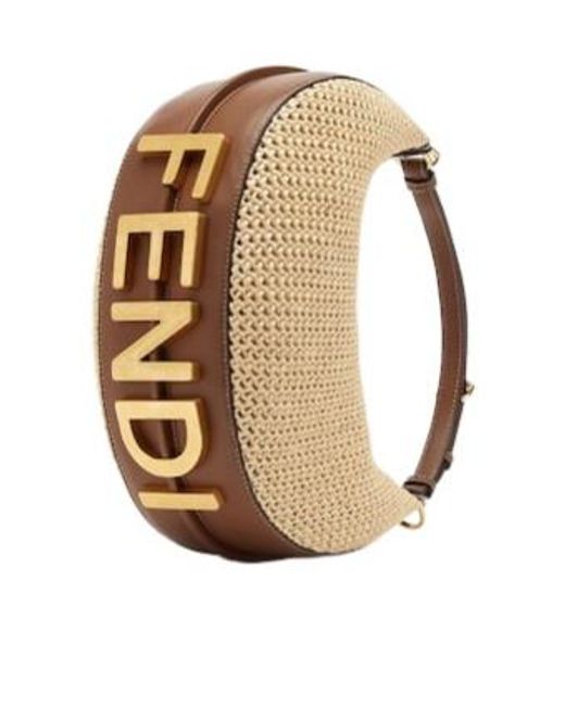 Fendi Graphy Logo Lettering Small Tote Bag in Natural | Lyst