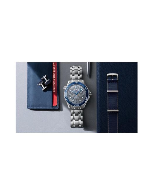 Omega Logo Watch in Blue for Men | Lyst