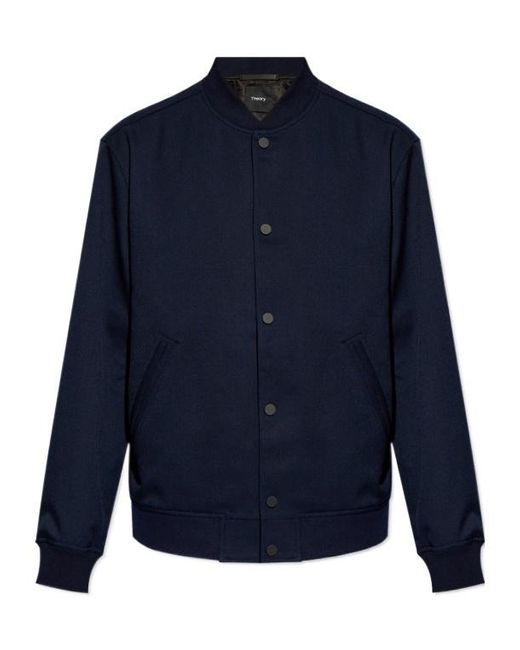 Theory Buttoned Bomber Jacket in Blue for Men | Lyst