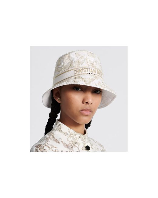 Dior D-Bobby Toile De Jouy Mexican Short-Eaved Fisherman's Hat in White ...