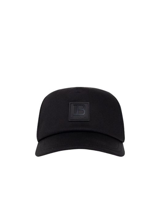 Balmain Mesh-Panelling Baseball Cap in Black | Lyst