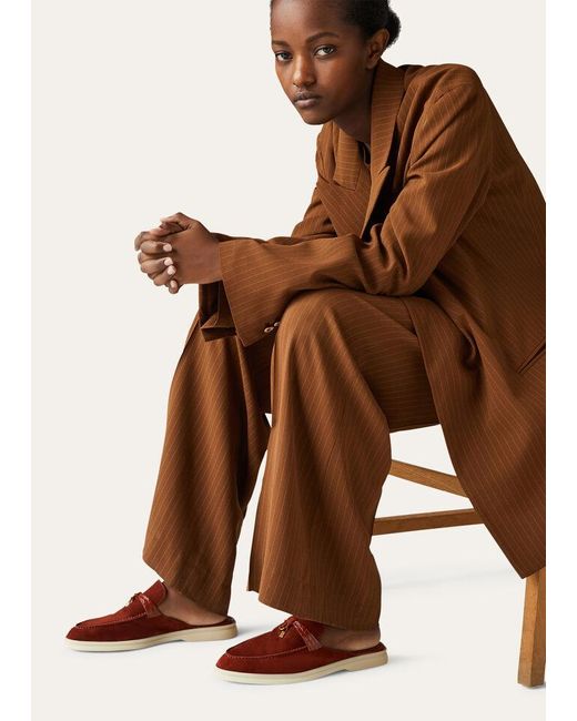 Loro Piana Summer Charms Walk Flat Muller Shoes in Brown | Lyst