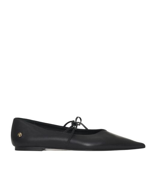 Anine Bing Nikki Leather Ballerina Shoes in Black | Lyst