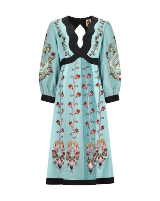 FARM Rio Long-Sleeved Dress in Blue | Lyst
