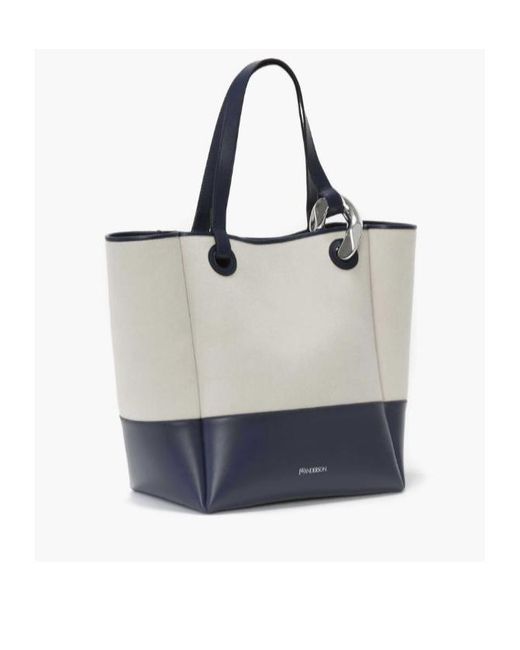 JW Anderson Logo-Stamp Leather Tote Bag in Blue | Lyst