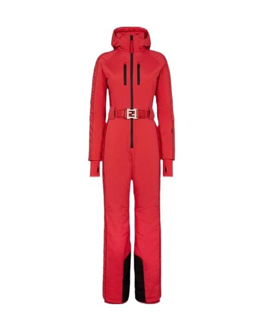 Fendi Logo One-Piece Ski Suit in Red | Lyst