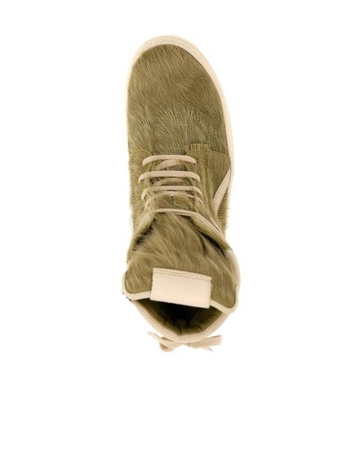 Rick Owens Geobasket Shearling Leather Sneakers in Natural for Men | Lyst