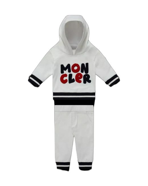 Moncler Logo-Embroidered Cotton Tracksuit Set in White | Lyst