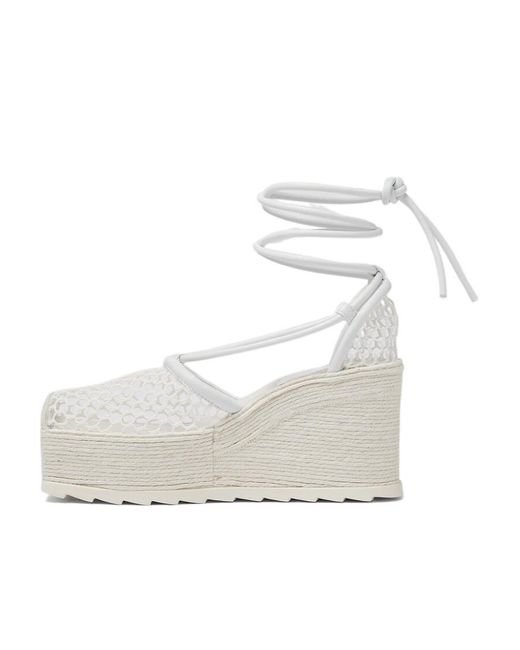 Bottega Veneta 80Mm Mesh-Detail Wedge Sandals in White | Lyst