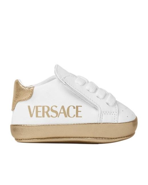 Versace Logo-Print Pre-Walker Shoes in White | Lyst