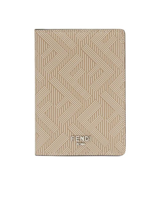 Fendi Leather Card Holder in Natural for Men | Lyst