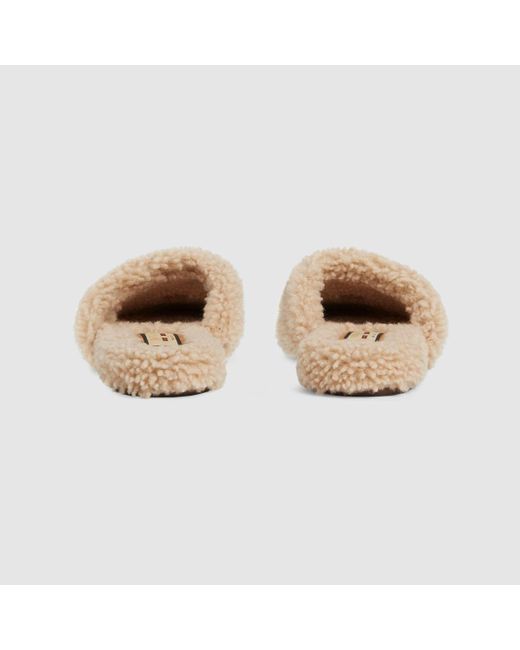 Gucci Eileen Interlocking G Shearling Slippers | Lyst