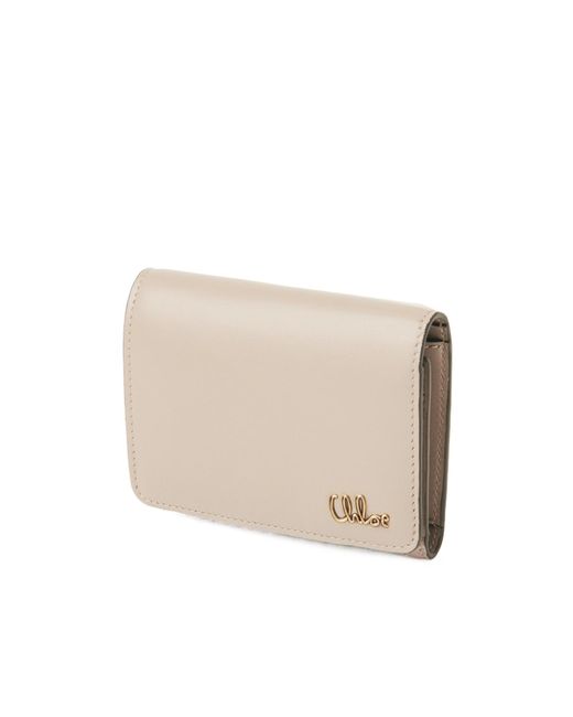 Chloé Small Chloé Iconic Tri-Fold With Coin Pocket in Natural | Lyst