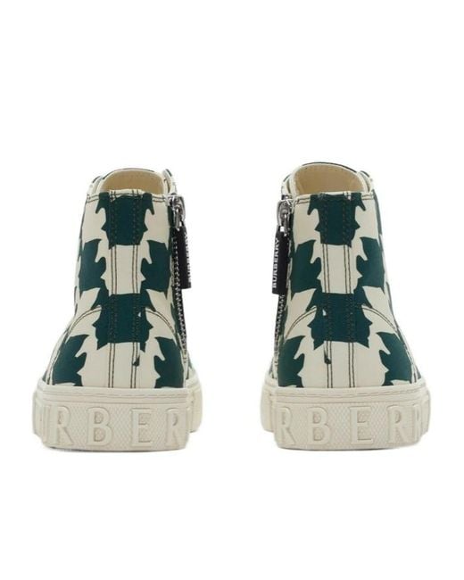 Burberry Houndstooth High-Top Sneakers in Green | Lyst