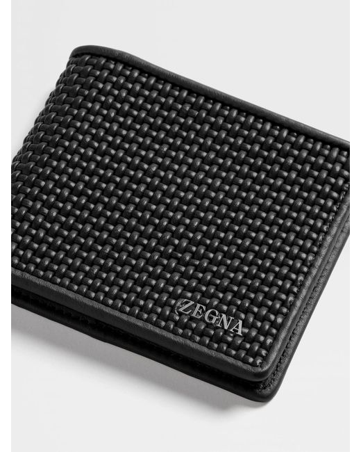 ZEGNA Z Logo Lettering Woven Bi-Fold Wallet in Black for Men | Lyst