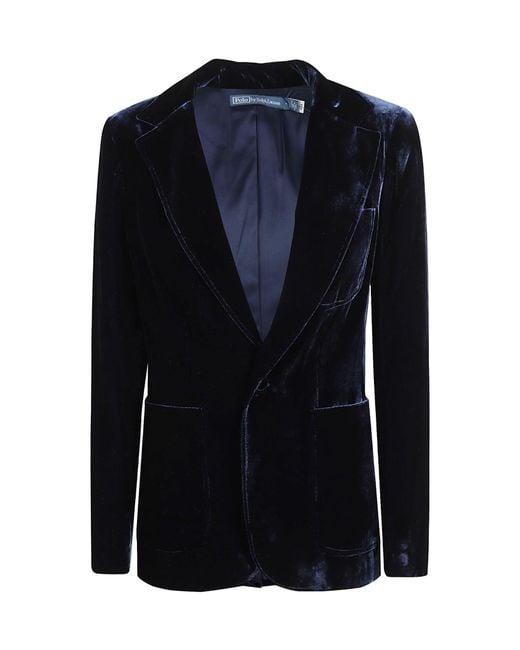 Polo Ralph Lauren Velvet Blazer in Blue | Lyst