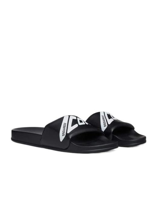 DSquared² Logo-Print Slides in Black for Men | Lyst