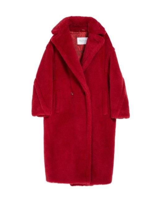 Max Mara Teddy Bear Double-Breasted Coat in Red | Lyst