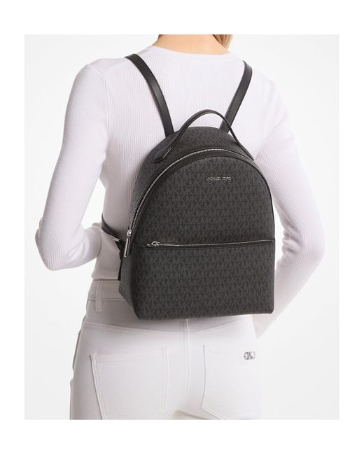 Michael Kors Sheila Medium Signature Logo Backpack in Black | Lyst