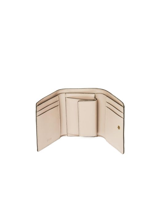 Chloé Small Chloé Iconic Tri-Fold With Coin Pocket in Natural | Lyst
