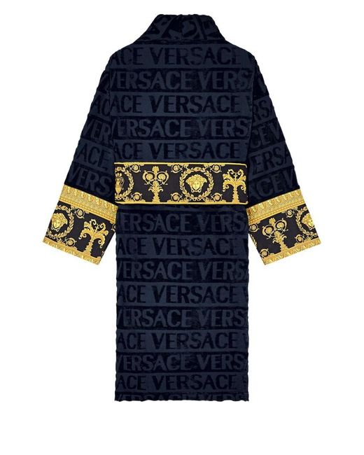 Versace Barocco-Panel Logo Devoré Robe in Blue | Lyst