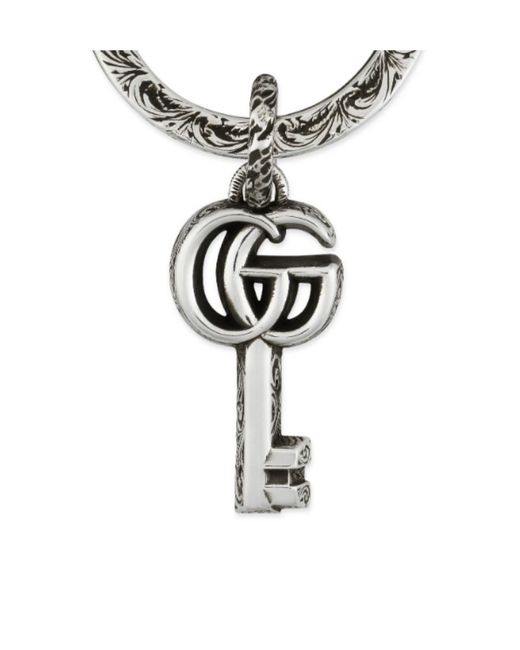 Gucci Logo Logo Key Chain in White | Lyst