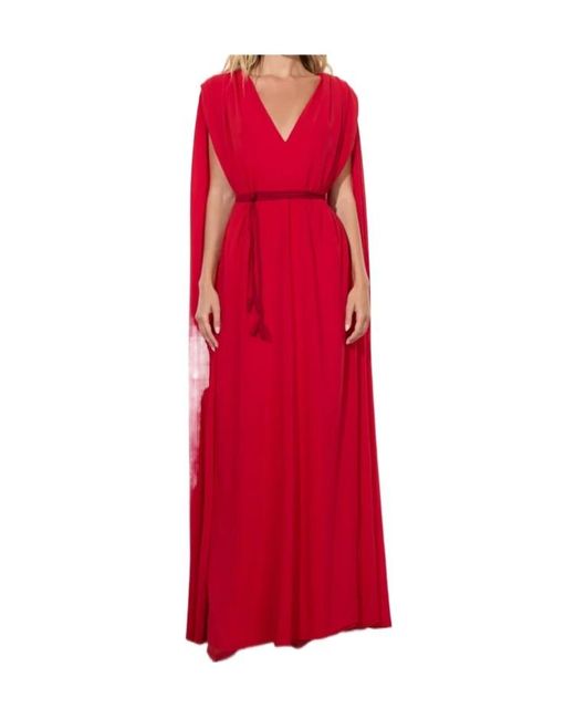 Alice + Olivia Zenaida Long Cape Dress in Red | Lyst