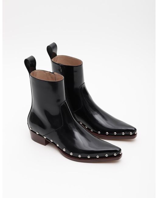 Bottega Veneta Pointed Riveted Boots in Black for Men | Lyst