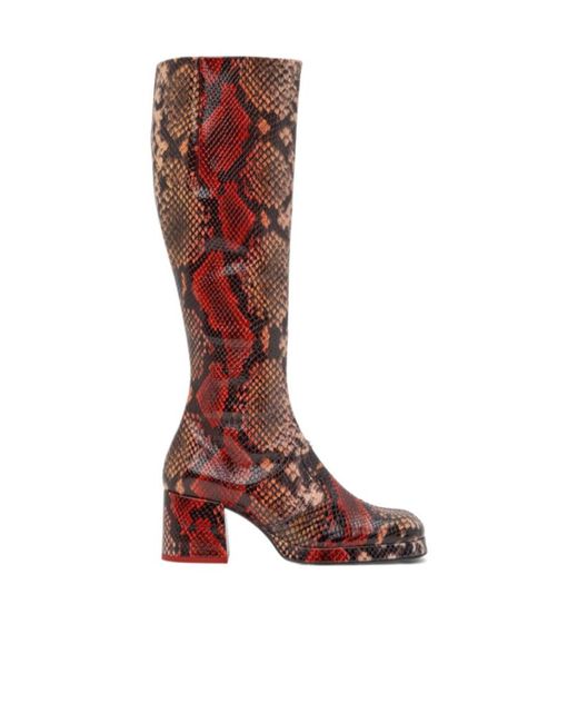 Miista Serpentine Embossed Boots in Brown | Lyst