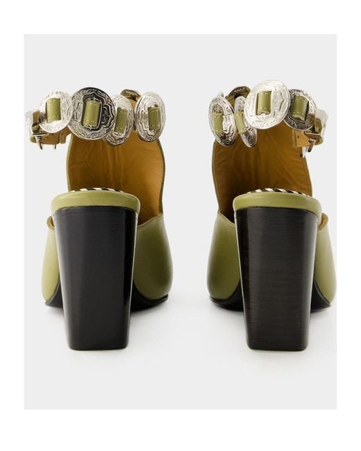 Toga Embellished Slingback Boots in Green | Lyst
