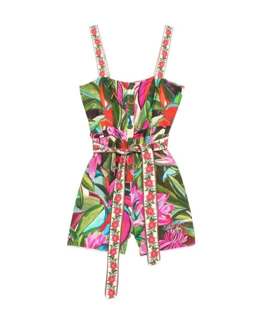FARM Rio Flower Waist Jumpsuit in Red | Lyst