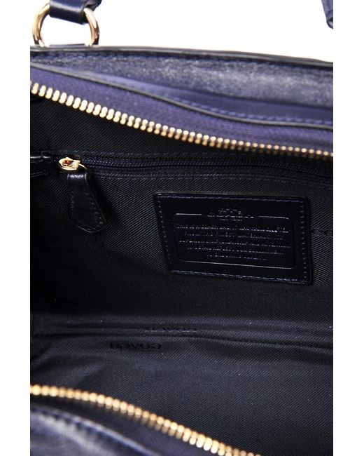 COACH Logo Zipper Satchel in Blue | Lyst