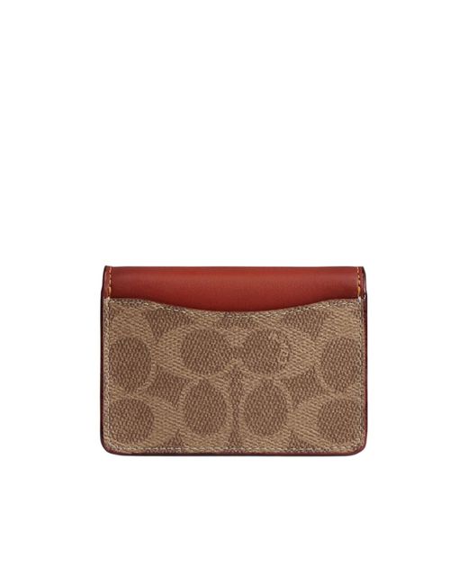 COACH Color-Blocking Logo Card Bag in Red | Lyst