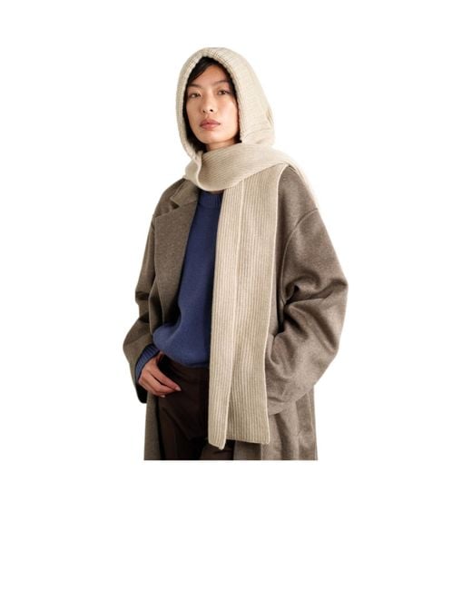 Yves Salomon Twisted Integrated Hat And Scarf in Natural | Lyst UK