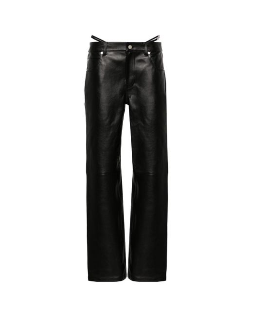 Alexander Wang Low-Rise Leather Trousers in Black | Lyst