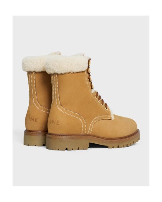 Celine Suture Lacing Short Boots in Natural | Lyst