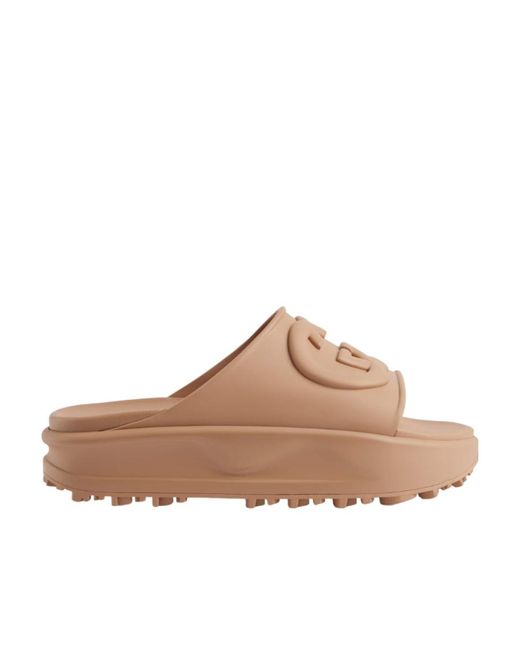 Gucci Interlocking G Slides in Brown | Lyst