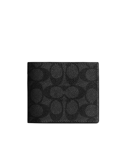 COACH Id Signature Canvas Folding Wallet in Black for Men | Lyst