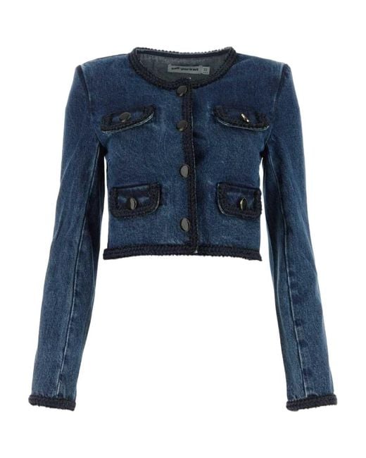 Self-Portrait Braid-Trim Denim Jacket in Blue | Lyst