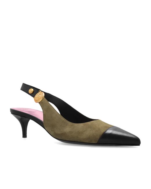 Balmain Logo High Heels in Metallic | Lyst