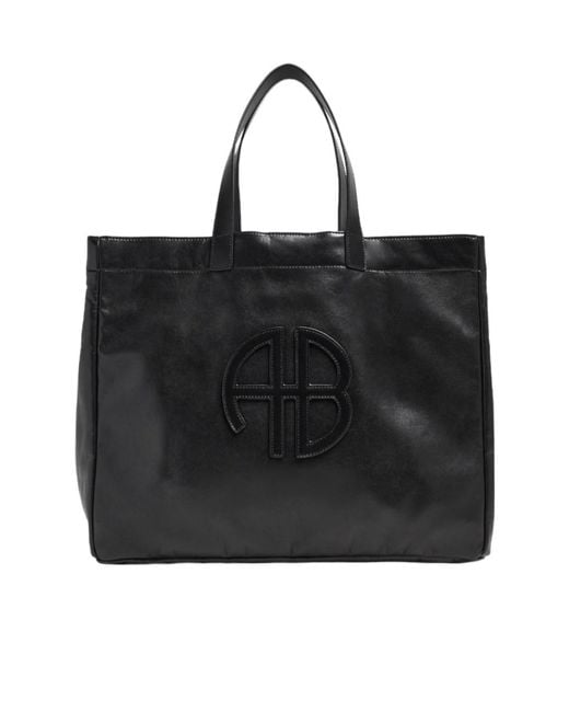 Anine Bing Large Rio Faux Leather Tote Bag in Black | Lyst